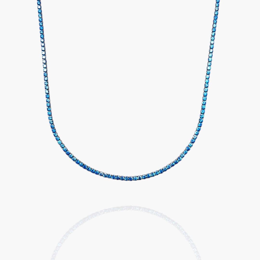 Glamorous Light Blue Micro Tennis Chain Necklace